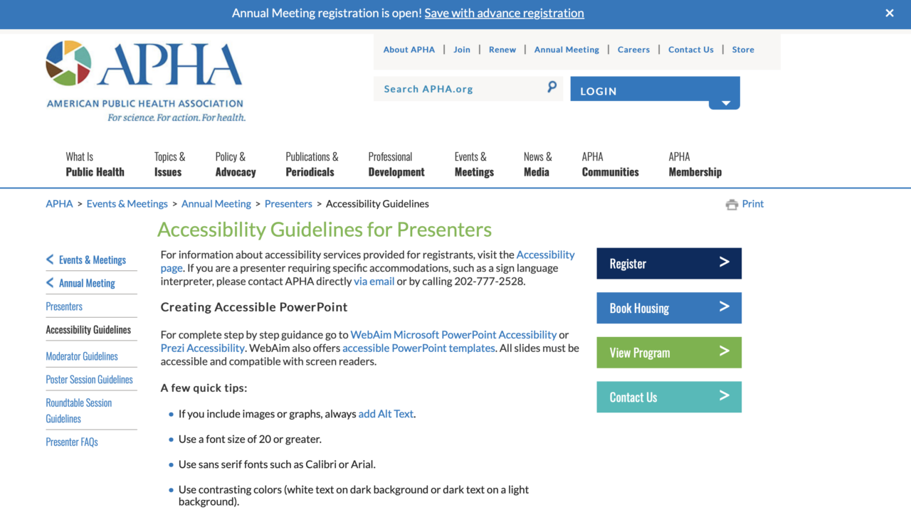 Accessibility Guidelines for Presenters - PHERN