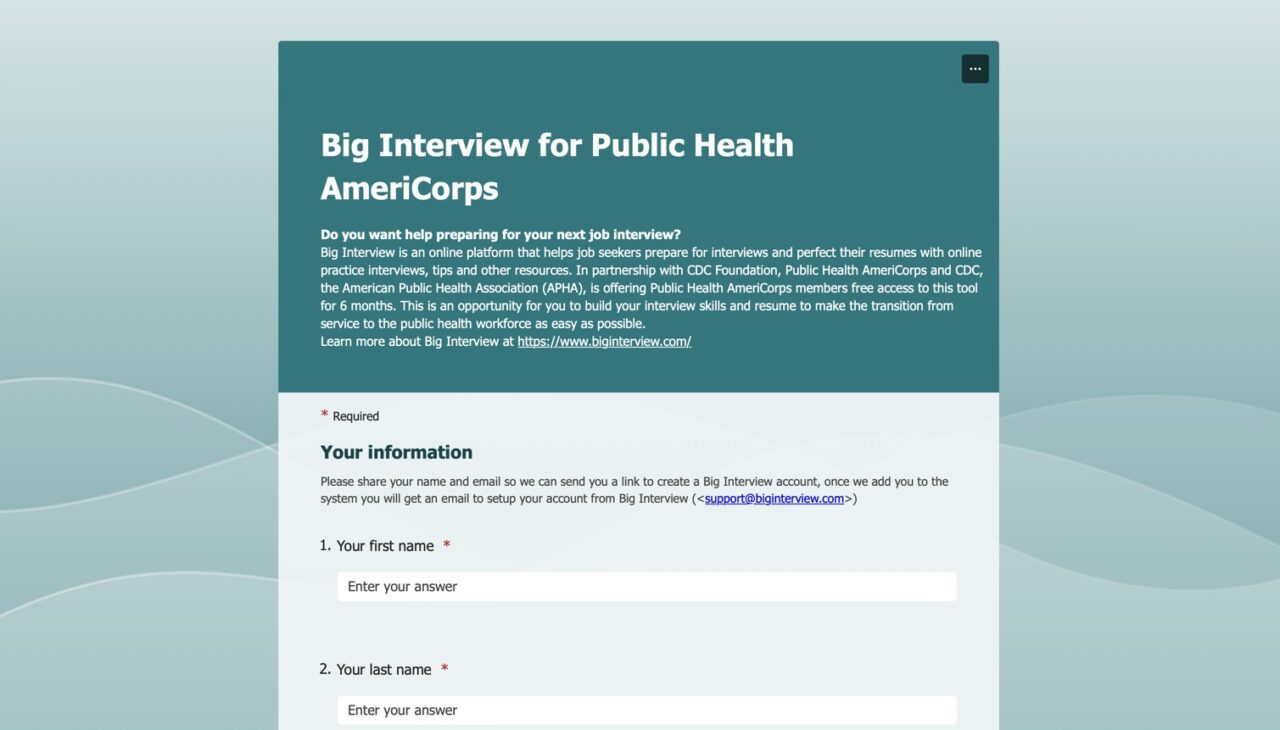 Big Interview for Public Health AmeriCorps | PHERN