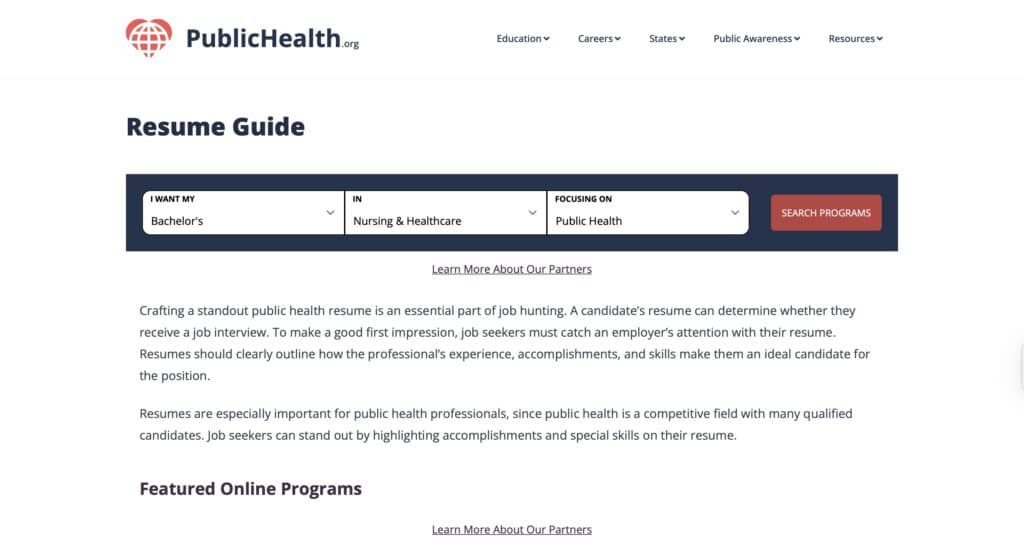 Public Health: Resume Guide - PHERN